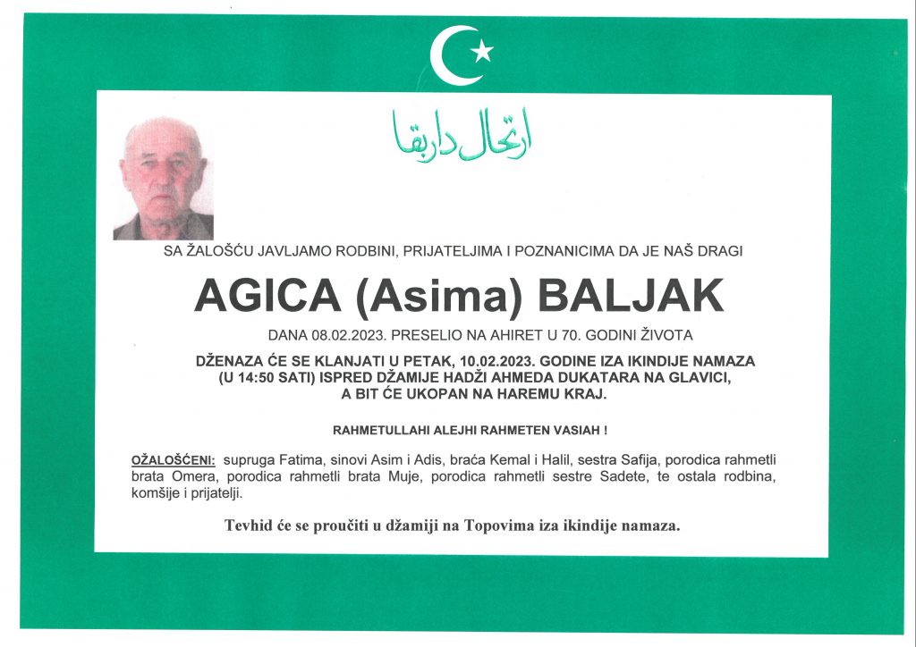 Agica (Asima) Baljak – MIZ Livno
