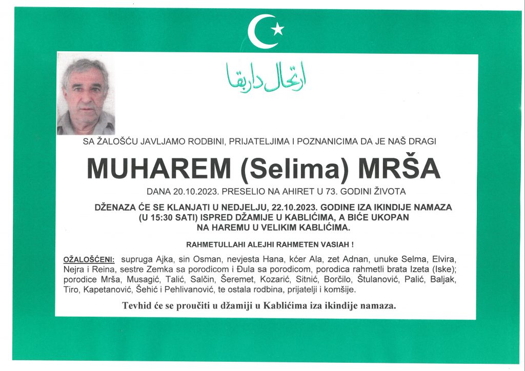 Muharem (Selima) Mrša – MIZ Livno