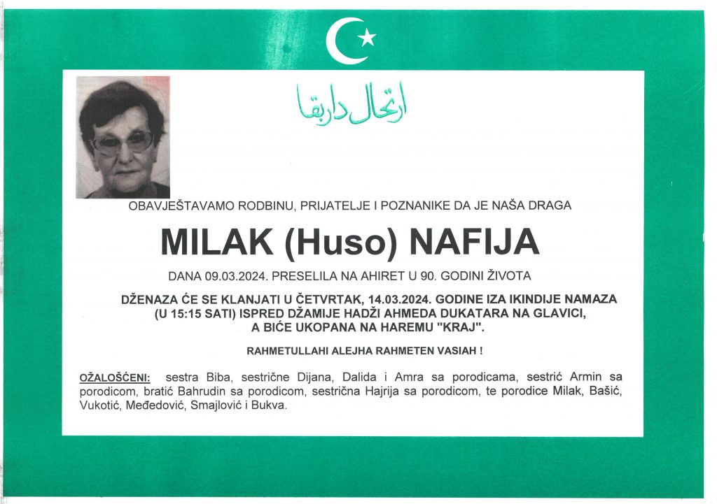 Milak (Huso) Nafija – MIZ Livno