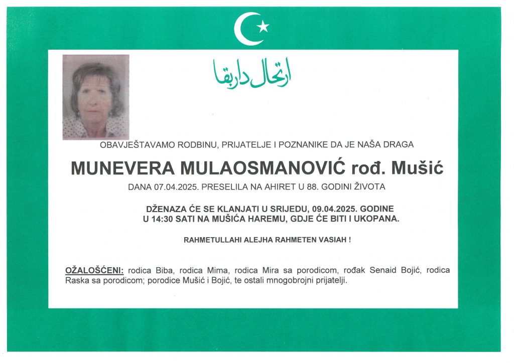 Munevera Mulaosmanović rođ. Mušić – MIZ Livno